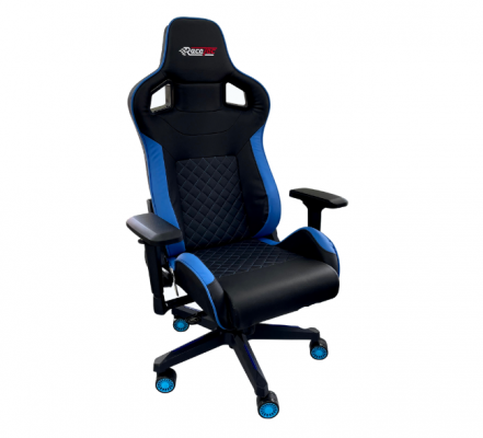 RaceTec Laguna Seca Gaming Chair - Black with Blue Trim - AC Bridge